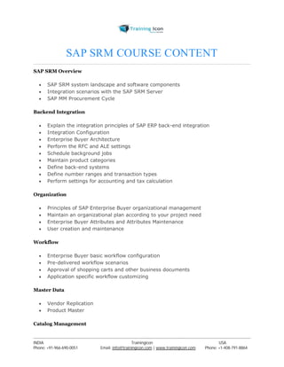 SAP SRM ONLINE TRAINING | PDF | Business | Business and Finance
