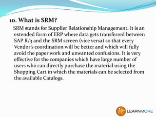 SAP SRM Interview questions | PPTX