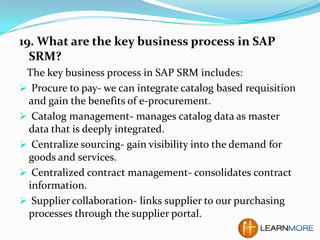 SAP SRM Interview questions | PPTX | Business | Business and Finance