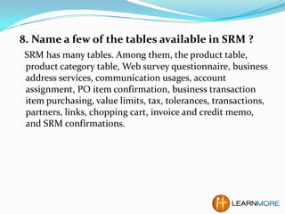 SAP SRM Interview questions | PPTX | Business | Business and Finance