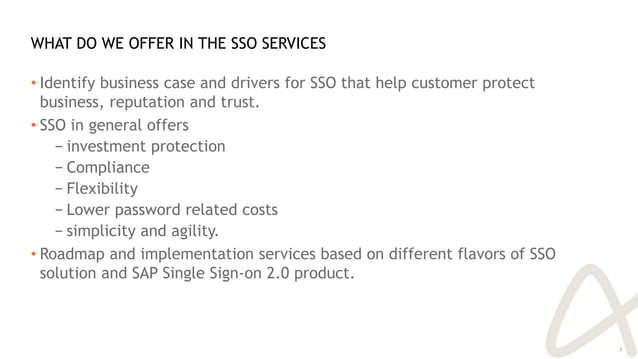 SAP Single Sign On (SAP SSO) offering for customer | PPTX
