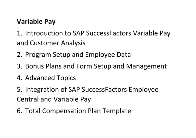 SAP Successfactors Compensation and Variable Pay Online Training in ...