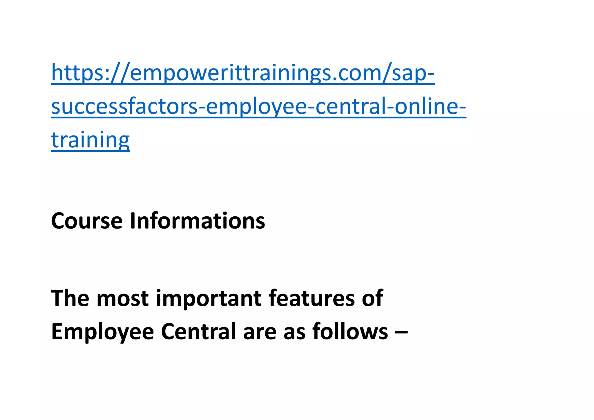 SAP SuccessFactors Employee Central Certification Training in UK | PPT