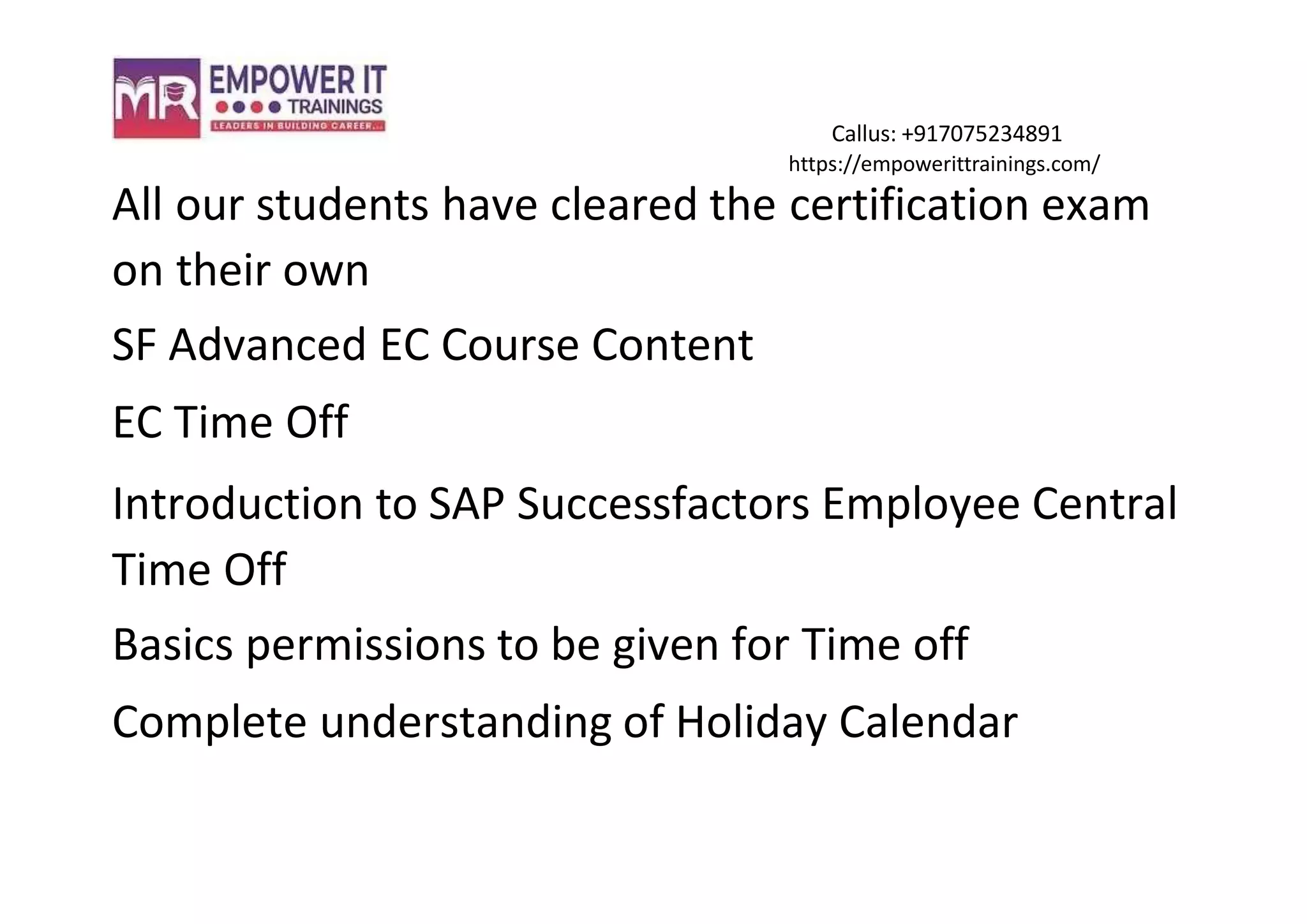 Sap Successfactors employee central global benefits Online training in ...