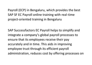 SAP Successfactors Employee Central Payroll Online Training in ...