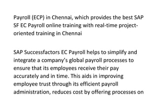 SAP Successfactors Employee Central Payroll Online Training in Chennai ...