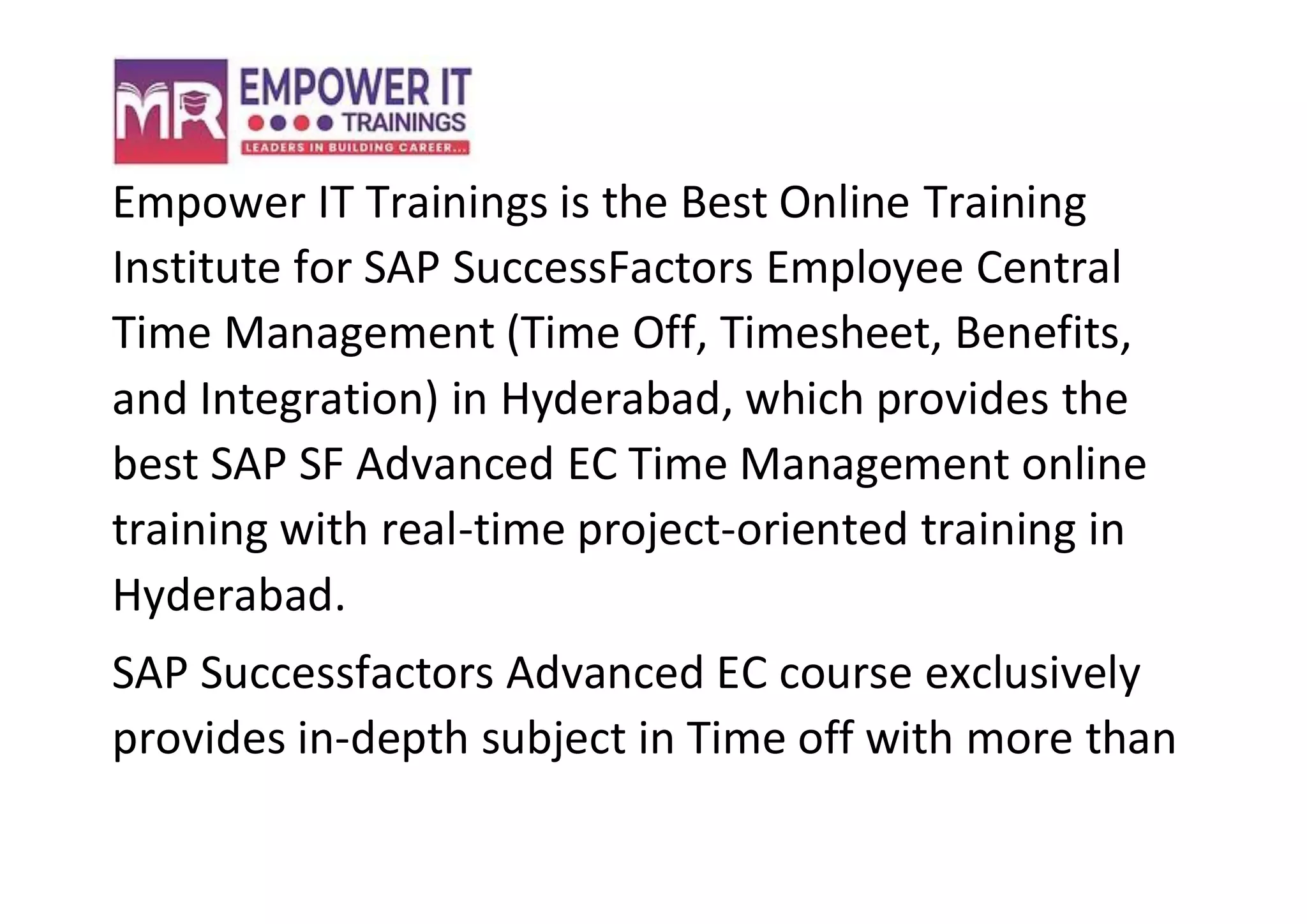 SAP SuccessFactors Employee Central Time Management Online training in ...