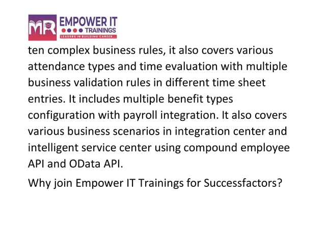 SAP SuccessFactors Employee Central Time Management Online training in ...