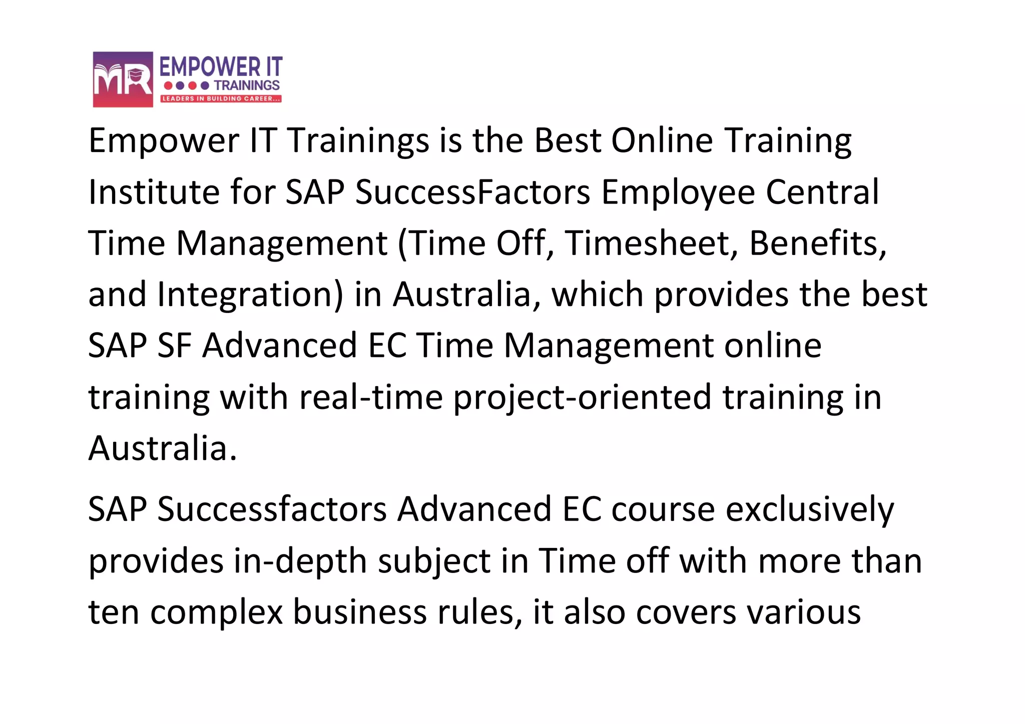 Sap SuccessFactors employee central time off Online training in ...