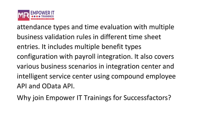 Sap SuccessFactors employee central time off Online training in ...