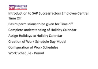 Sap SuccessFactors employee central time off Online training in ...
