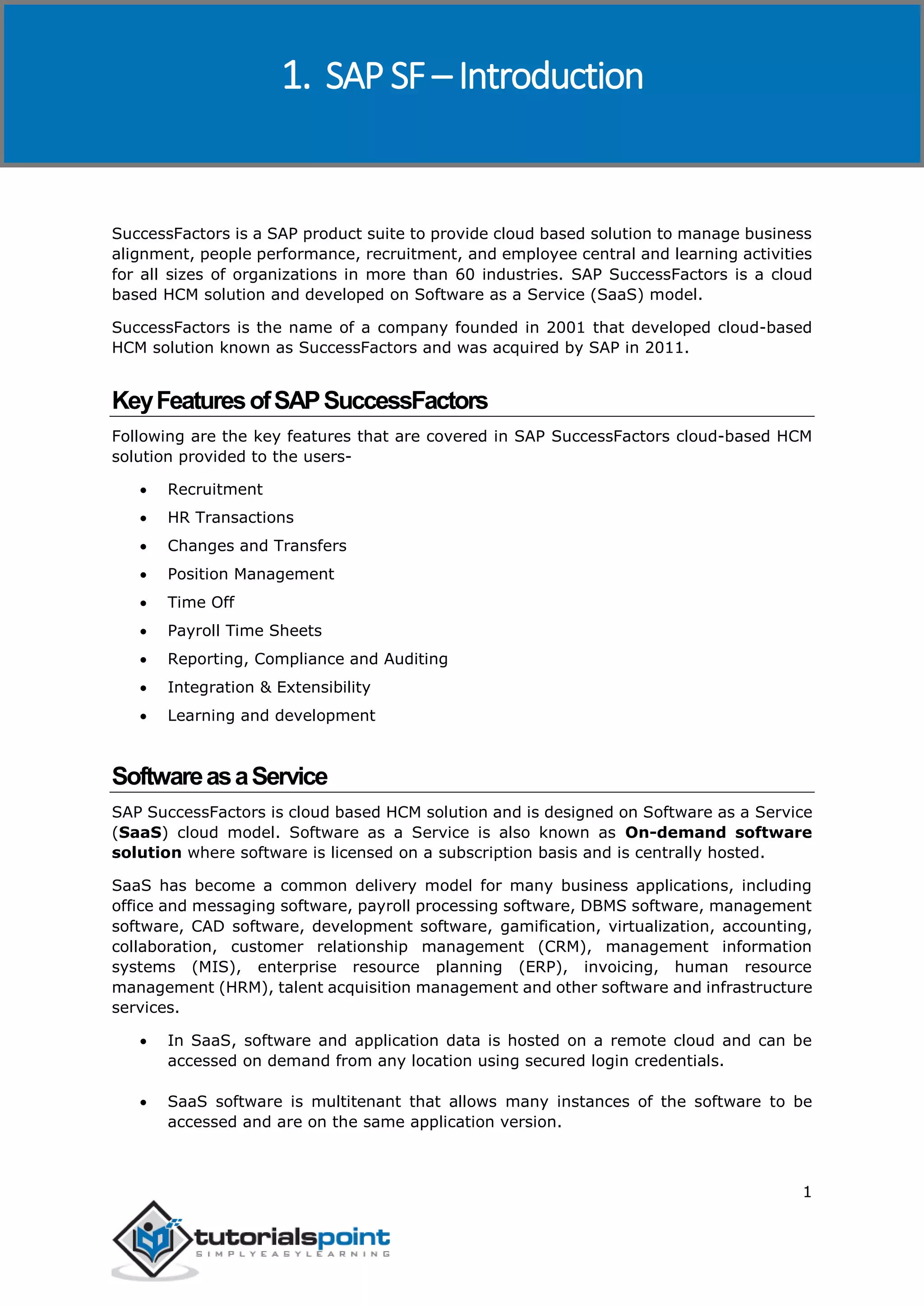 Sap successfactors tutorial | PDF