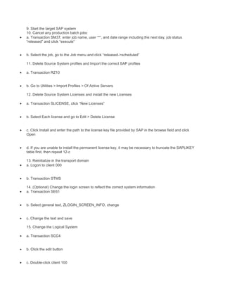 Sap system copy procedure | DOCX