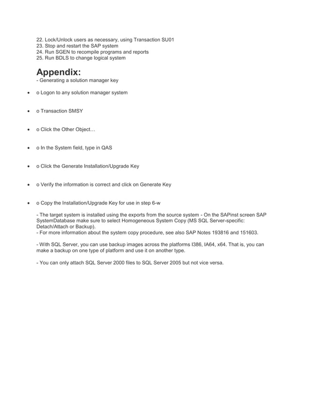 Sap system copy procedure | DOCX