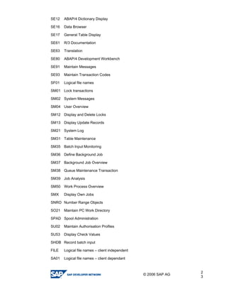 Sap tables for technical consultants | PDF