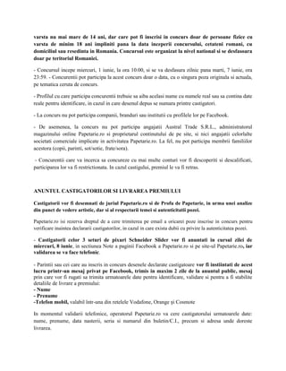 Concurs Papetarie.ro pe Facebook - "Saptamana micilor desenatori si pictori" - Regulament | PDF