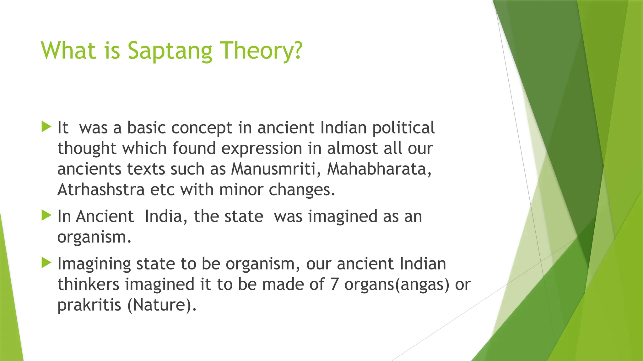 Saptang Theory in Ancient Political Thought | PPT
