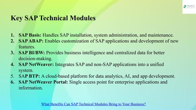 SAP Technical Modules: Features and Benefits | PPT