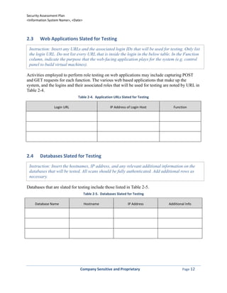 Security Assessment Plan (Template) | DOCX