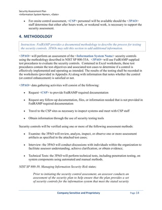 Security Assessment Plan (Template) | DOCX