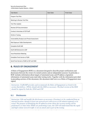 Security Assessment Plan (Template) | DOCX