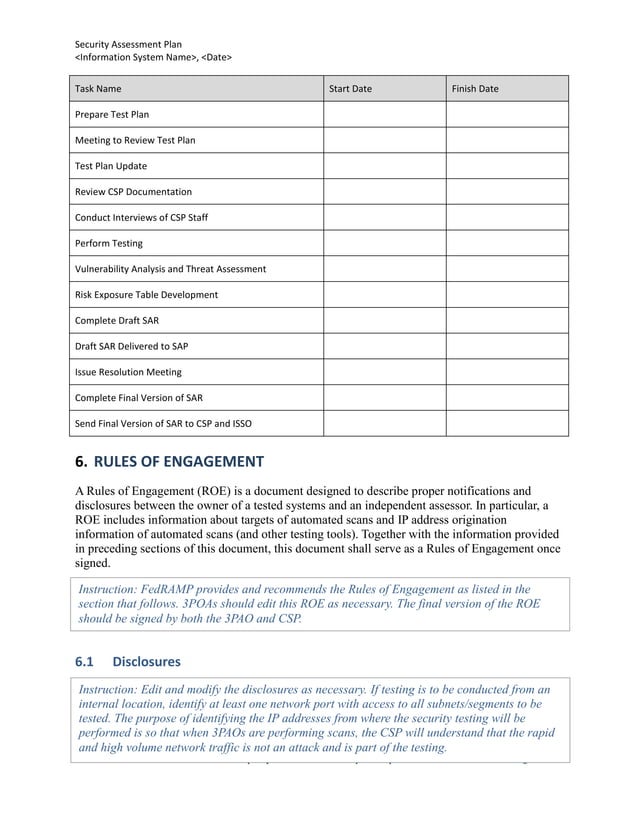 Security Assessment Plan (Template) | DOCX