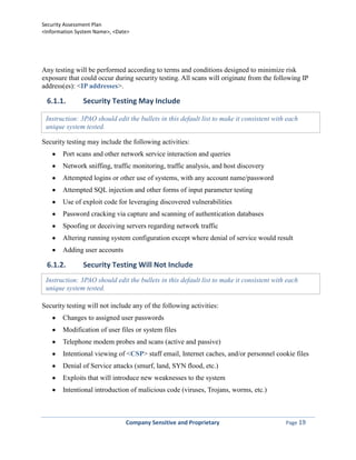 Security Assessment Plan (Template) | DOCX