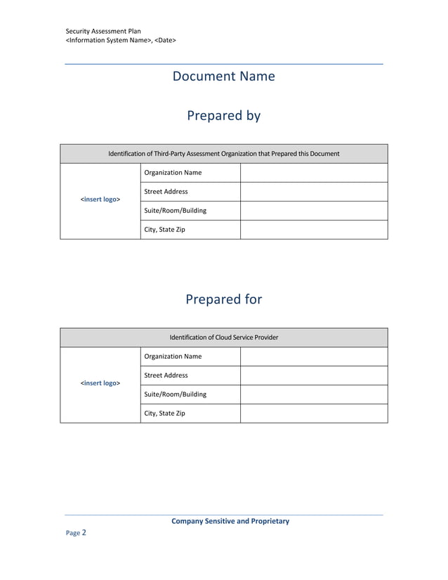 Security Assessment Plan (Template) | DOCX