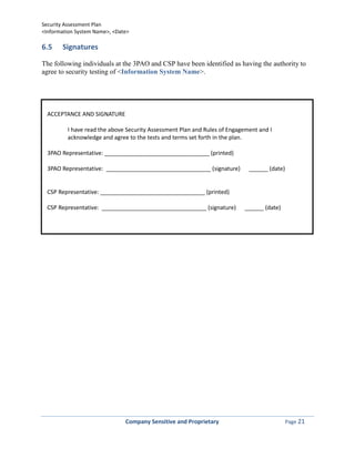 Security Assessment Plan (Template) | DOCX