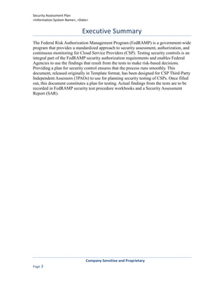 Security Assessment Plan (Template) | DOCX