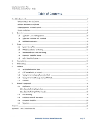 Security Assessment Plan (Template) | DOCX