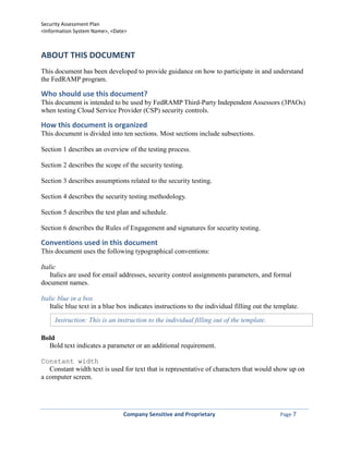 Security Assessment Plan (Template) | DOCX