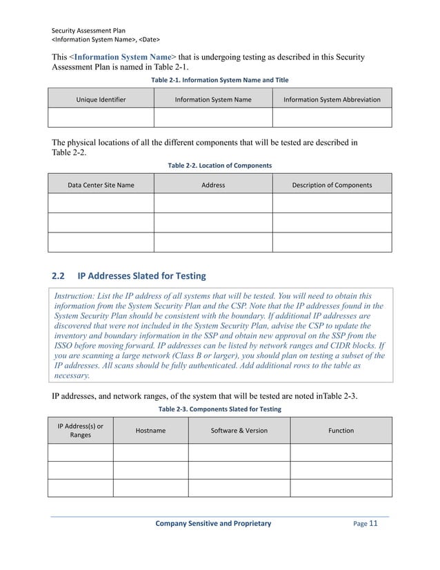 Security Assessment Plan (Template) | PDF