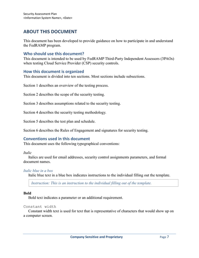 Security Assessment Plan (Template) | PDF