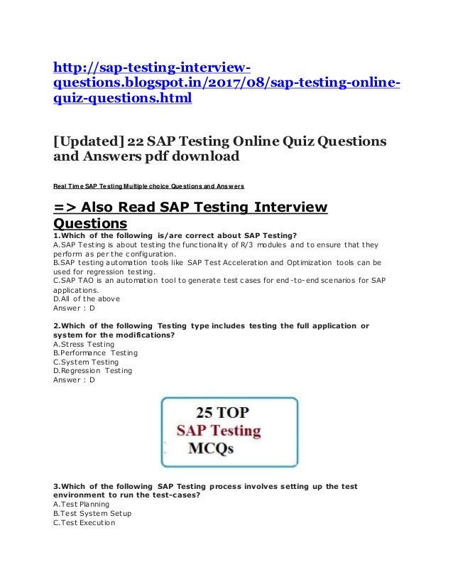 test cases for online quiz system