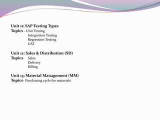 SAP Testing Training | PPTX | Business | Business and Finance