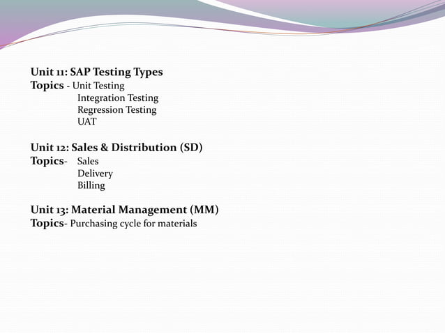 SAP Testing Training | PPT