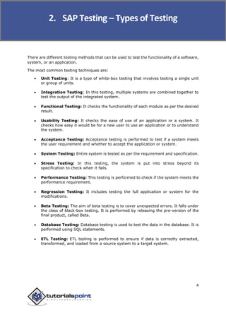 Sap testing tutorial | PDF