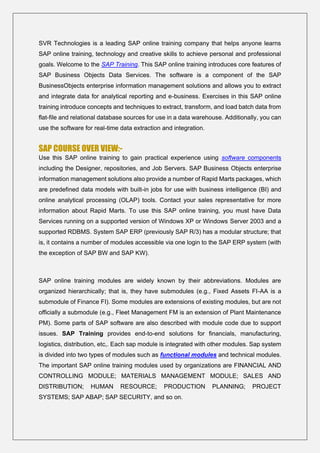 Sap training svr technologies | PDF