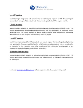 Sap Training Programs @ Shoubii May 2010 | PDF