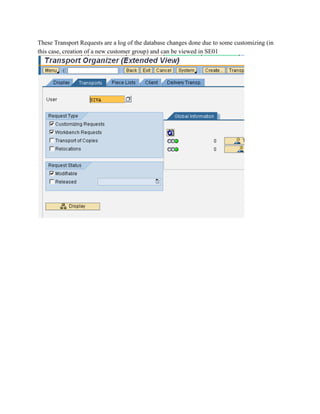 Sap tranport,customization request | DOCX