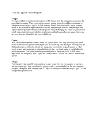 Sap tranport,customization request | DOCX