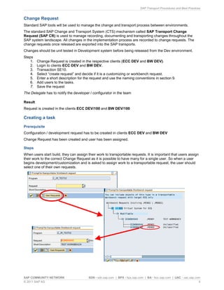 Sap transport procedures and best practices | PDF