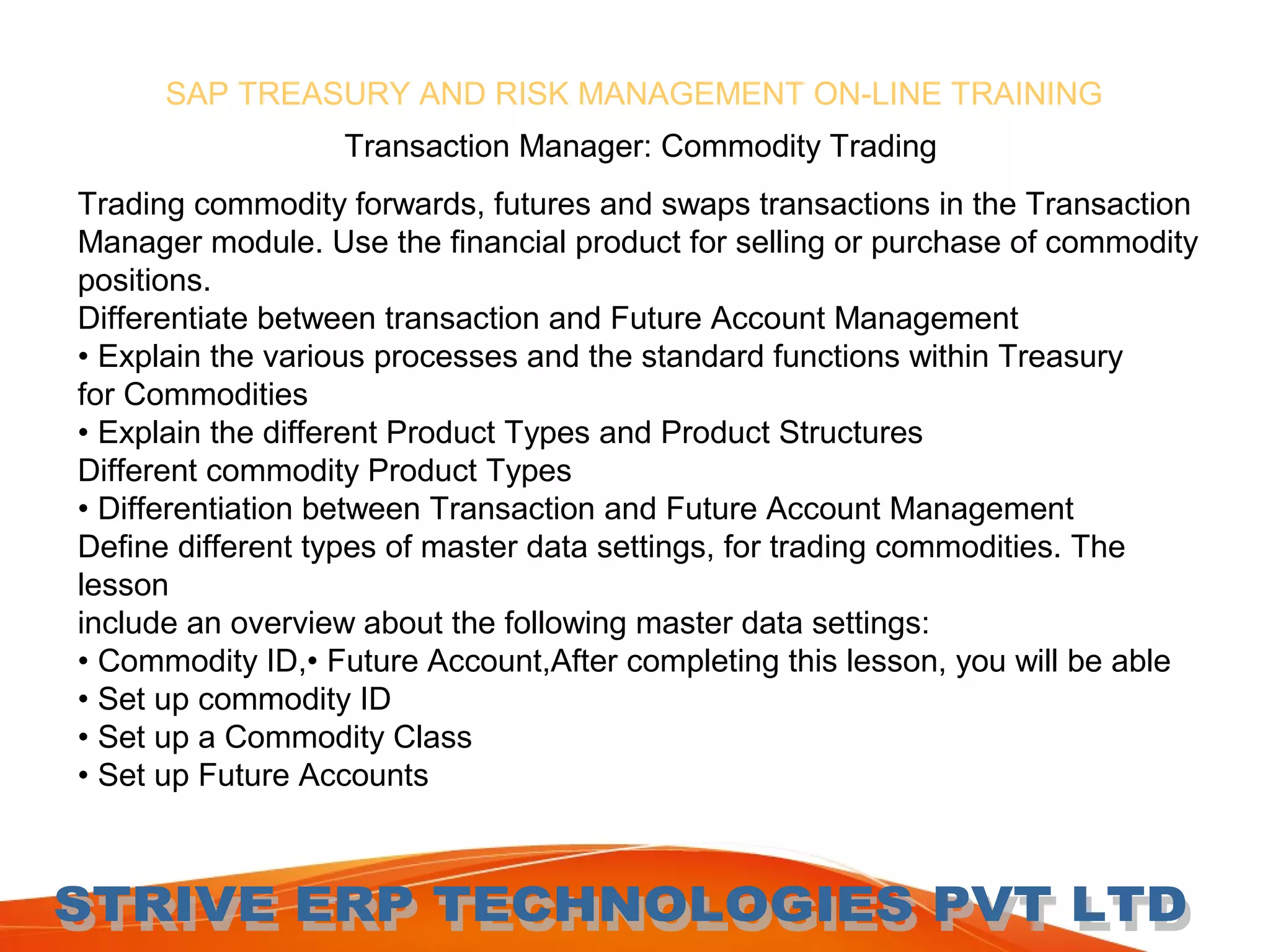 Sap treasury and risk management training | PPT