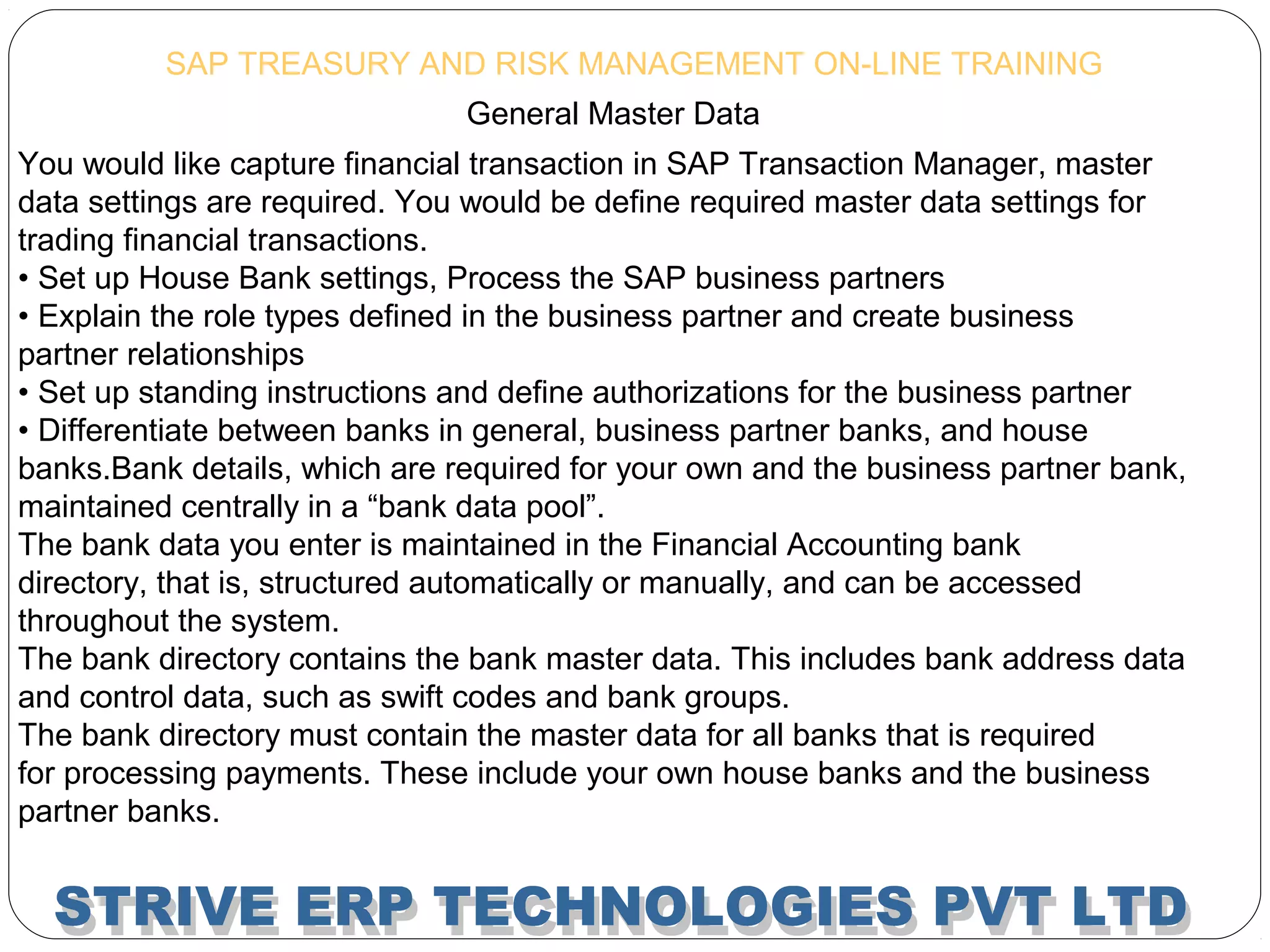 Sap treasury and risk management:strive erp | PPT