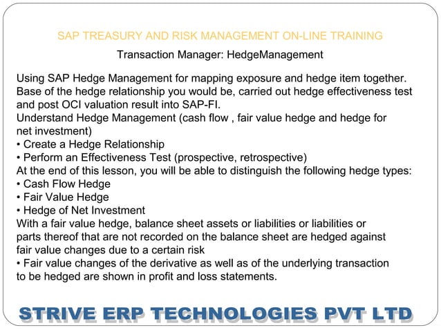 Sap treasury and risk management:strive erp | PPT