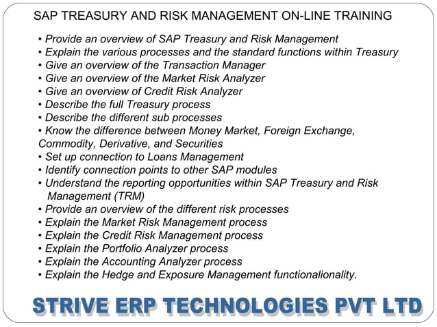 Sap treasury and risk management:strive erp | PPT
