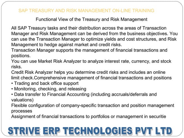 Sap treasury and risk management:strive erp | PPT