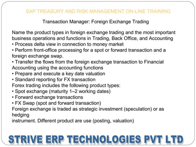 Sap treasury and risk management:strive erp | PPT