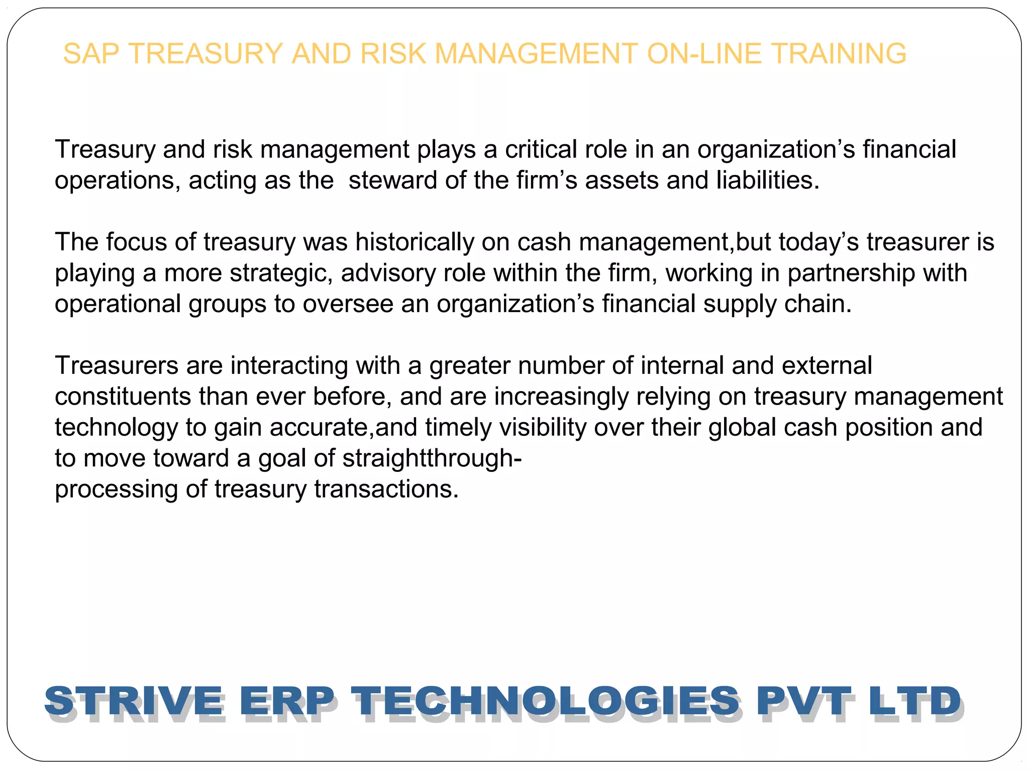 Sap treasury and risk management | PPT